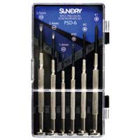 精密ねじの締め付けに。6本セット。・工具・ドライバー・セット内容：＃00、＃0、＃1、−1．4mm、−2．4mm、−3．0mm・ケース外形寸法：77×19×132mm・質量：115g・材質：炭素鋼・