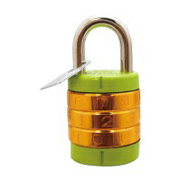 キーナンバー固定式円筒型3段文字合せ錠。・種別：22mm・外形寸法：幅22×奥行22×高45．5mm・ツル部分内寸：横11×縦16mm・ツル太さ：4mm・質量：39g・材質：本体＝亜鉛ダイキャスト、ツル＝鉄・色 本体：黄緑 ツル：クローム