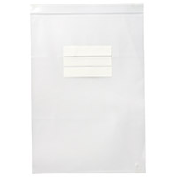 表書きでき大切な物を分類しやすいジッパー付パック。表面のマット部分に文字が書けます。油性ペンやボールペンで白い部分に文字が書けます。※よく乾かしてからお使いください。・レジ袋・規格：A4・入数：3枚・チャック下寸法：縦340×横240mm・...