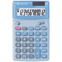 ★詳細はCLICKタデスクに手頃なジャストサイズ。●電卓（中型タイプ）●桁数：12桁●表示数字（高）：15mm●早打ち対応●税計算●計算状態表示●チルト表示●色：ブルー●外形寸法：幅107×奥172．5×高25．3mm●質量：約144g●電...