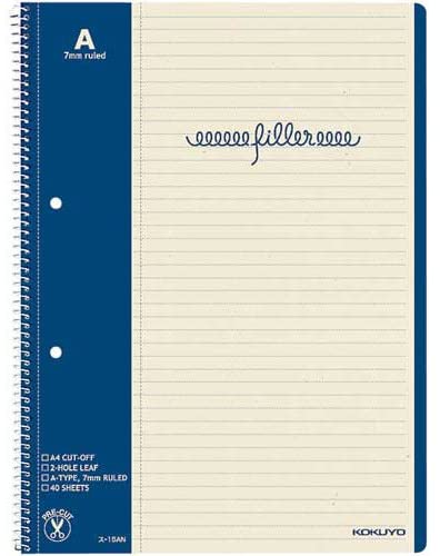 コクヨの定番！きれいに切り離せるミシン目入り！切り取った大きさがJIS規格サイズで2穴あきのため、切り取ってファイリングできる元祖フィラーノート！ ●罫／7mm幅（普通横罫＋マージン罫） ●寸法／タテ297×ヨコ219mm（A4） ●枚数／...