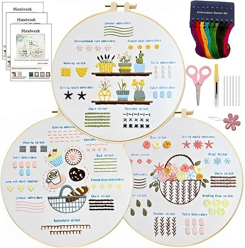 商品コード2brgdic8rw商品名基本ツールが揃った安心セット 刺繍キット 初心者 入門 図案付き 日本語説明書 花 糸通し ハサミ 糸切り 3点セットブランドfogmanカラー基本3点セット「下絵が印刷された練習布で最初の一針から迷わな...