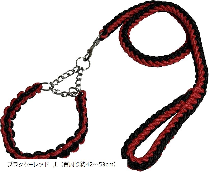 バリエーションコード : 2bjx500rg1商品コード2bjx5dnxso商品名犬 リード首輪セット ハーフ チョーク チェーン パラコード ナイロン ロープ ペットブランドAvidoraカラーブラック+レッドサイズ等L（首周り約42～5...