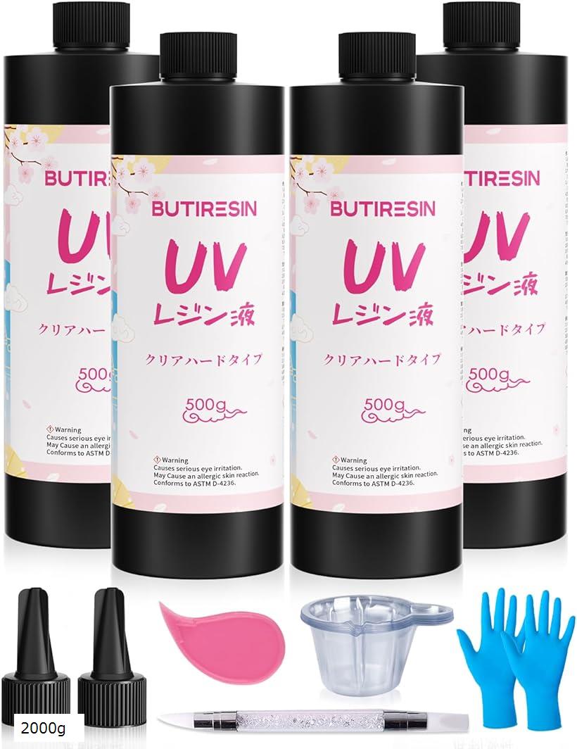 バリエーションコード : 2buv8qio8n商品コード2buk19vgch商品名BUTIRESIN UVレジン液 2000g レジン液 大容量 高い透明 急速に硬化 詰替用 クリアハードタイプ 幅広い用途とDIY 操作アクセサリが付属ブラ...
