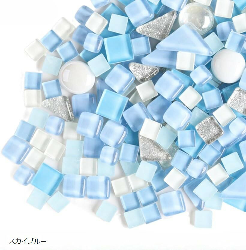 バリエーションコード : 2bu08n3yh9商品コード2bu06fljgh商品名モザイクタイル ガラス 500g 不揃い 大容量 サイズ混合 ハンドメイド デコレーション 工作 陶器 四角 丸 角ブランドMARUHADOカラースカイブルー...