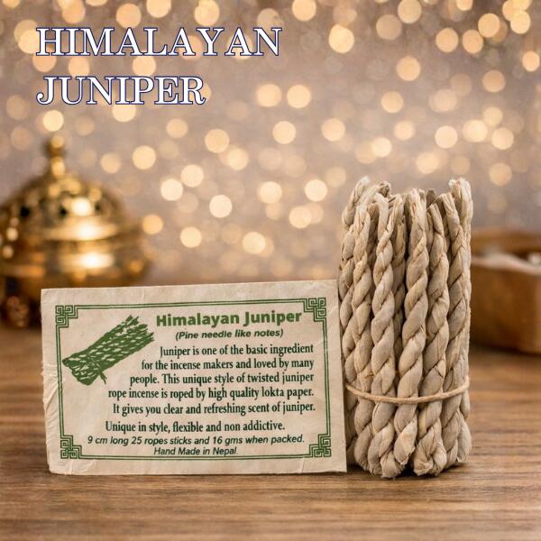 ネパールから直輸入したロープインセンス「ジュニパー」は、ヒマラヤに自生するジュニパーを用い、職人が手作業で仕上げた特別なお香です。爽やかさの中に、ほのかな甘さとほろ苦さが重なり、空間をすっと澄ませて気分をリフレッシュさせます。ジュニパーは古...