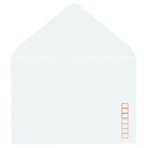 ●洋形1号　●サイズ／176×120mm　●紙厚125g/平方メートル　●100枚入り　●〒枠付　●ダイヤ貼り　●アラビアのり付　●紙質／白封筒用紙（ケント）