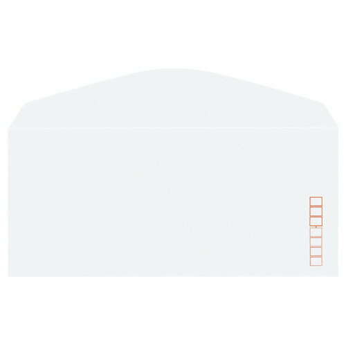 ●洋形4号　●サイズ／235×105mm　●紙厚100g/平方メートル　●100枚入り　●〒枠付　●ダイヤ貼り　●アラビアのり付　●紙質／白封筒用紙（ケント）