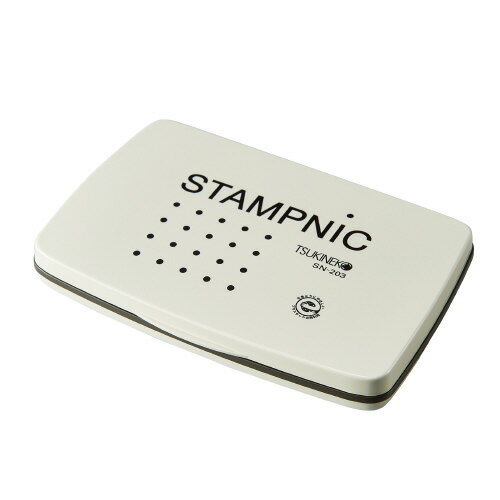 ●速乾性・油性顔料系インキと新素材のパッド材で乾きやすく、鮮明でにじみにくい印影が得られます　●盤面サイズ／90×55mm　●本体サイズ／W111×D77×H17mm　●色／黒　●本体プラスチック部は再生ABS　エコマーク