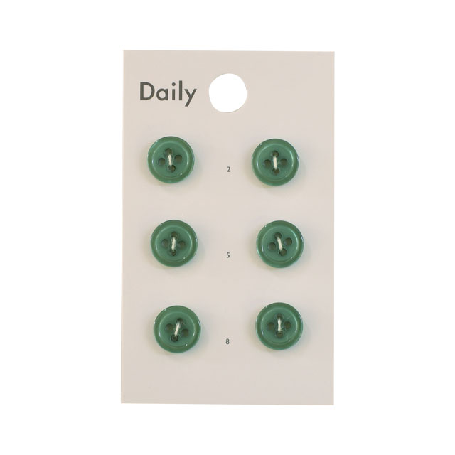 ●素材：ポリエステル●1シート6個【商品の詳細】絶妙なカラーが揃う「Dailyシリーズ」のプラスチックボタンです。ベーシックなデザインなので主張し過ぎず、特徴的なカラー展開なので、センスがキラリと光る作品に仕上がります。他にはないカラーが揃...