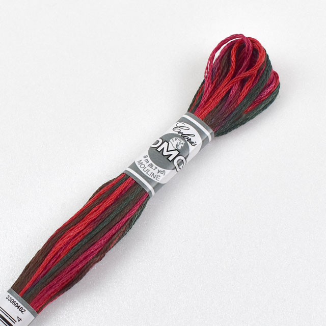 商品画像はサンプル画像のため、実物と色が異なります。目安としてご参照くださいませ。必ず色番号をご確認の上お買い求めください。●素材：綿100％●容量：長さ約8m、6本撚り●太さ：25番【商品の特徴】4色がひとつの糸につながったマルチカラーの...