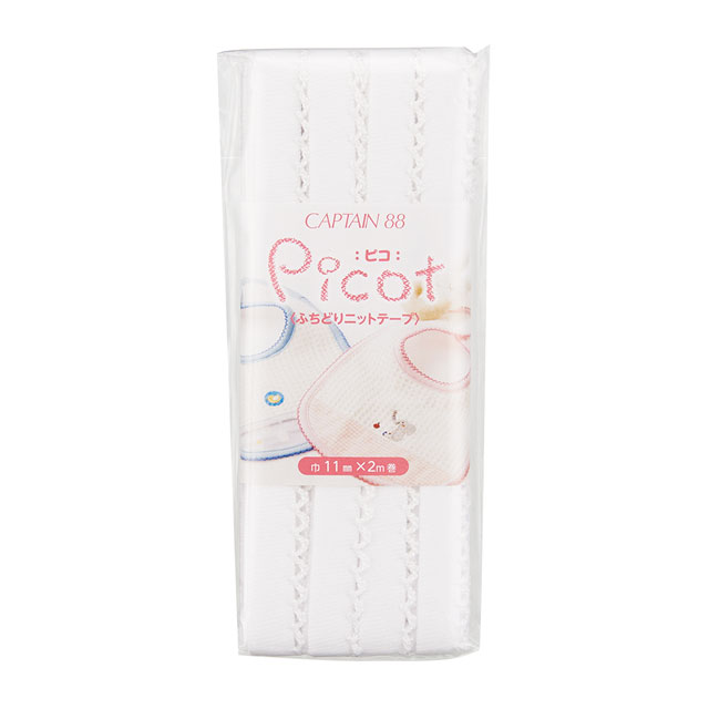 ●素材：コットン100％（スムースニット/ノンホルマリン加工）/ 刺しゅう糸…キュプラ100％●サイズ：11mm幅×2m巻【商品の詳細】かわいいピコ刺しゅうをあしらったニットテープです。刺しゅう糸がポイントになるカジュアルタイプと、ニットテ...