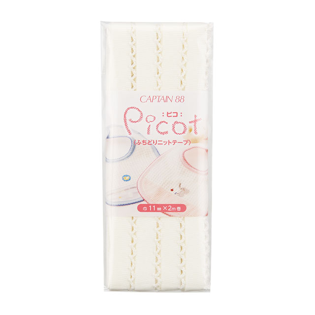 ●素材：コットン100％（スムースニット/ノンホルマリン加工）/ 刺しゅう糸…キュプラ100％●サイズ：11mm幅×2m巻【商品の詳細】かわいいピコ刺しゅうをあしらったニットテープです。刺しゅう糸がポイントになるカジュアルタイプと、ニットテ...