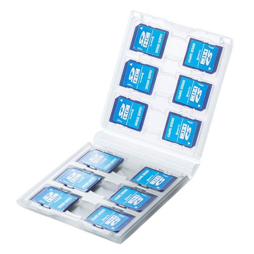 SDカードを12枚収納できる、軽くてコンパクトなSDカードケースです。 SDカードの落下を防ぐツメ付きの収納トレーによりSDカードをしっかりと固定できるため、ケースを開けたときにSDカードが飛び出しません。 両面収納タイプで、ケースを開くと...