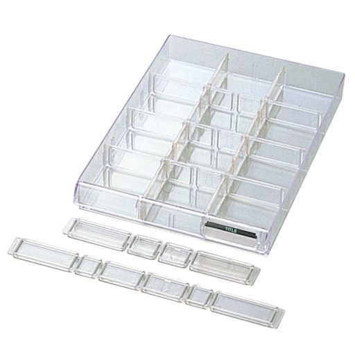レターケース A4縦 LC-Aシリーズ専用仕切り板セット 規格:浅型用(深さ36mm) / 縦仕切り板2枚、横仕切り板3枚 セット 1セットで引き出し内を最大で12区画に分けることができます。 材質:100%再生ポリスチレン(PS) / グ...