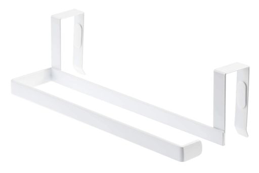 カラー:ホワイト 本体サイズ(約):幅24.5x奥9x高7cm 素材:スチール(粉体塗装) キッチン扉や戸棚下に 吊り下げ戸棚とキッチン扉の2つの場所で使える2ウェイハンガー
