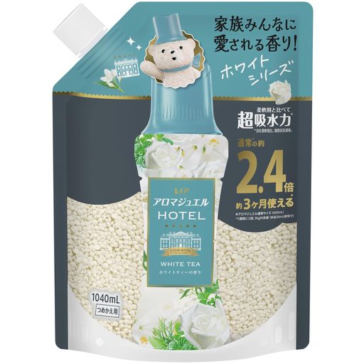 ソフトニング 家族みんなに愛される清潔感あふれる香り 家族からもみんなからも愛される香りの香り付けビーズ 柔軟剤に比べて超吸水*。ドライヤー時間短縮!(*当社柔軟剤比。複数回洗濯後。) 香りが12週間長続き*するので、お気に入りのヘビロテ服...