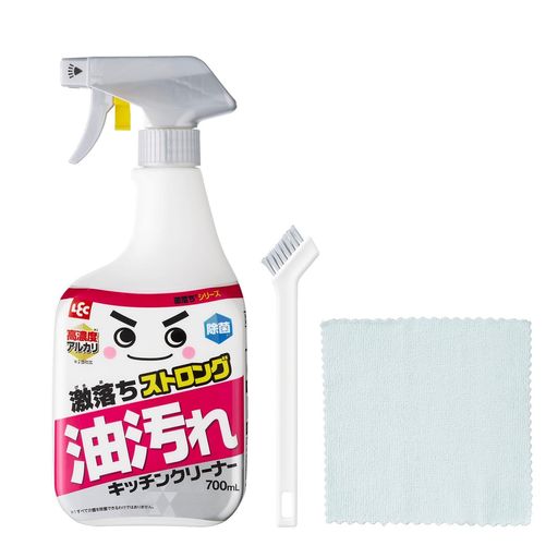 汚れの正体に応じて有効成分を配合、汚れを分解して激落とす強力洗剤 ストロング洗剤+ブラシ+マイクロファイバーのお掃除スペシャル3点セット 2種類のアルカリパワー(ケイ酸塩・エタノールアミン)でしつこい油汚れを強力分解。 除菌剤配合※すべての...