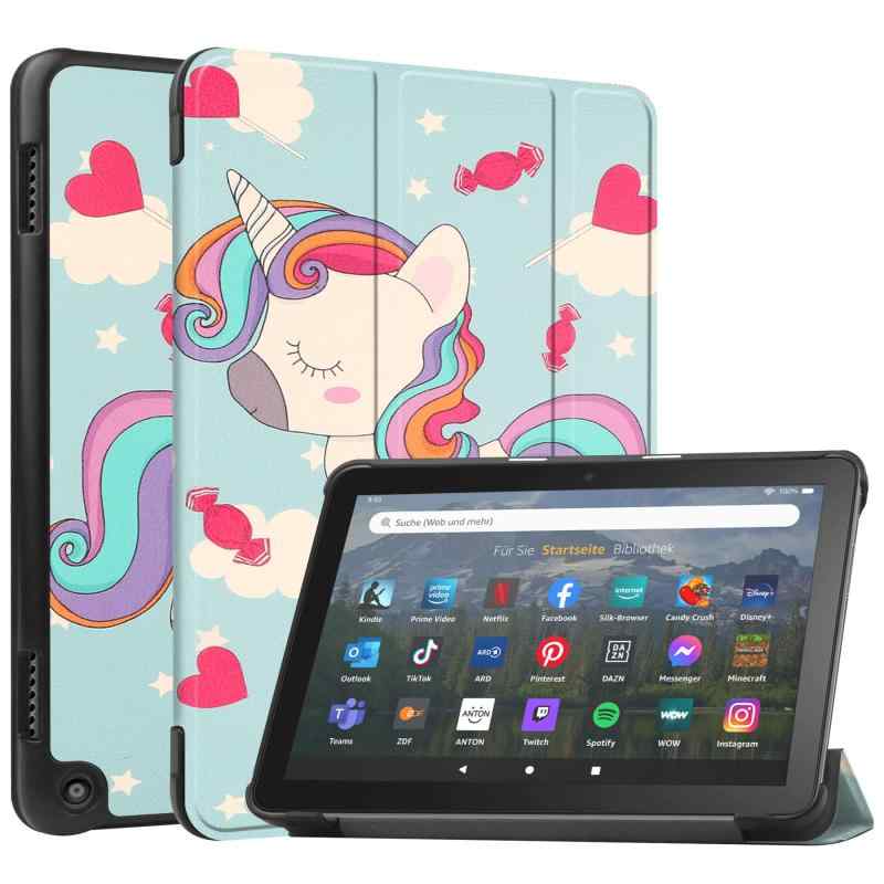 Gosento For New Fire HD 8 ケース (2024年発売)スタンド機能付き 開閉式三つ折薄型スタンドケース PUレザー Fire HD 8/Fire HD 8 Plus 2024 第12世代 8インチ カバー