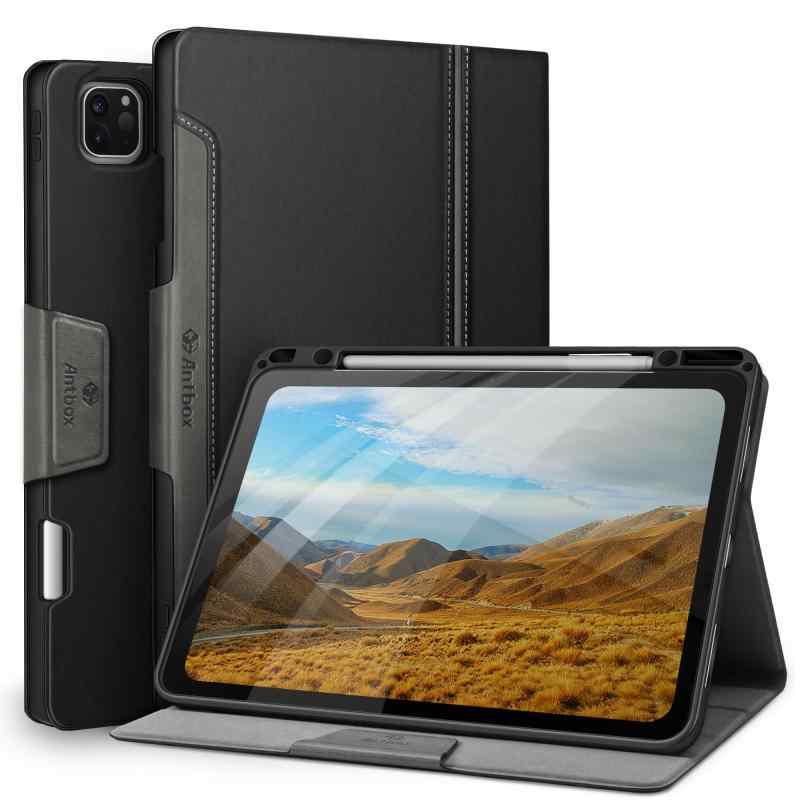 Antbox iPad Pro 12.9 第6世代 ケース 2022 iPad 12.9 第5/4/3世代(2021/2020/2018) 兼用ケース Pencil 2 収納/ペアリングとワイヤレス充電対応 ひび割れ防止 高級ソフトPUレザ...