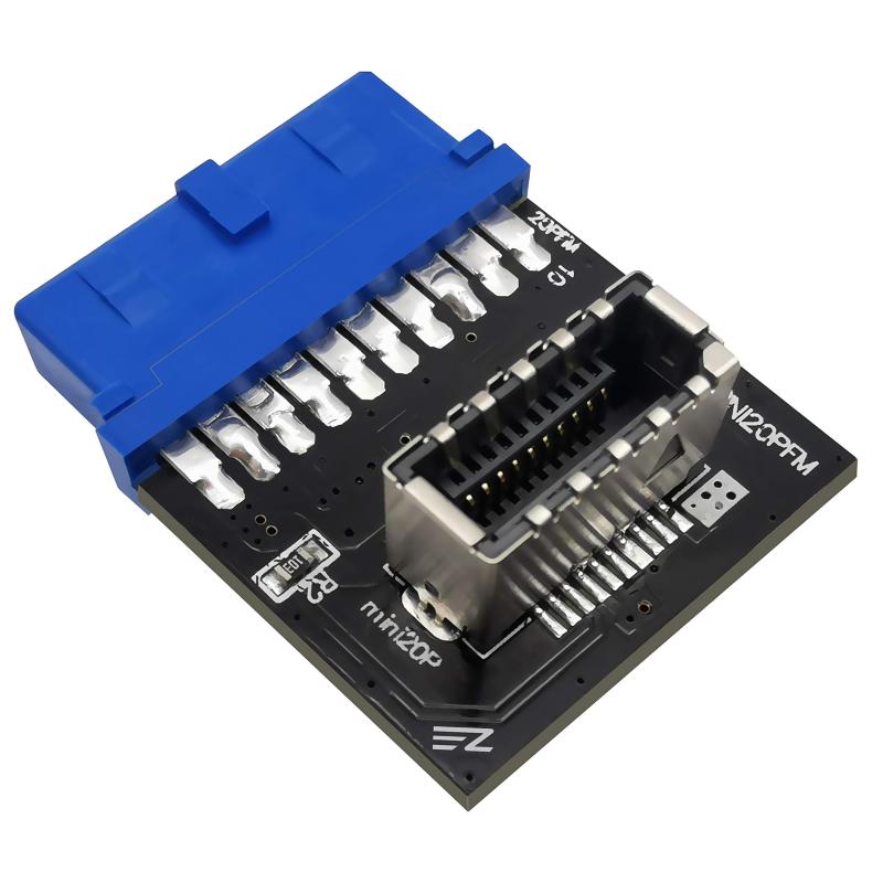 EZDIY-FAB USB 3.0（3.1 Gen 1）内部（19ピン）ヘッダーからUSB 3.1 / 3.2 Type-C（20ピン）A-Keyフロントパネルアダプター, A-キー 20ピンメスヘッダーアクティブ変換器USB 3.0 / ...