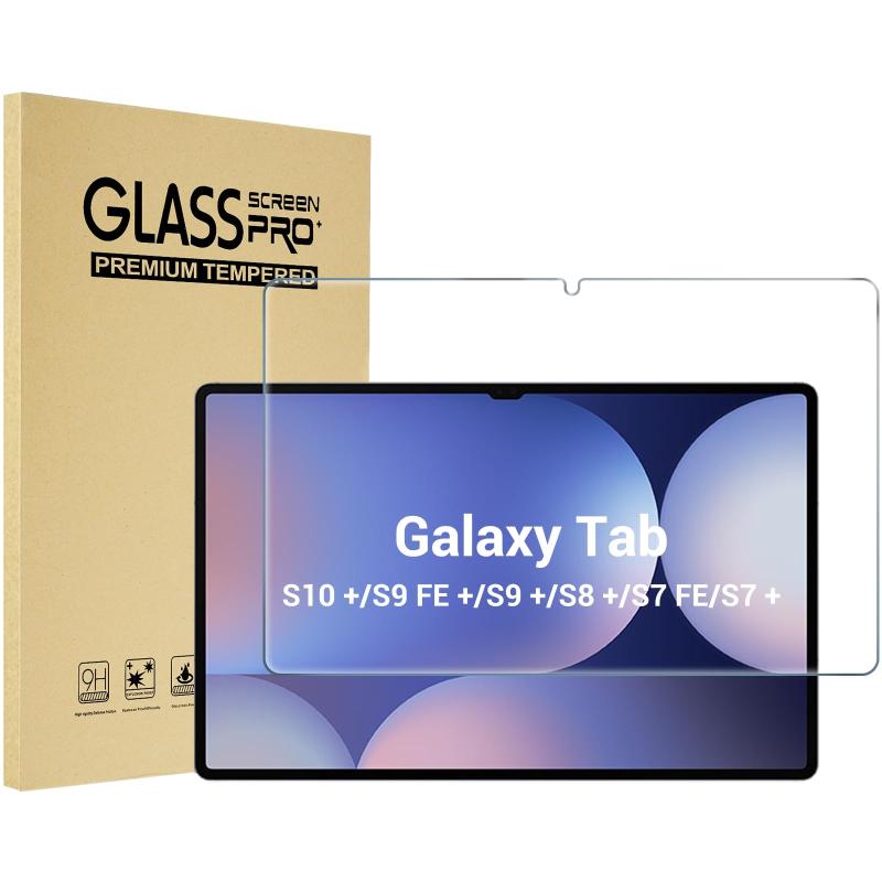 ProCase Galaxy Tab S10+ /S9+ /S9 FE+ /S8+ /S7 FE /Tab S7 Plus 12.4インチ 液晶保護フィルム、強化ガラス スクリーンプロテクター 適用機種: Galaxy Tab S10+ (...