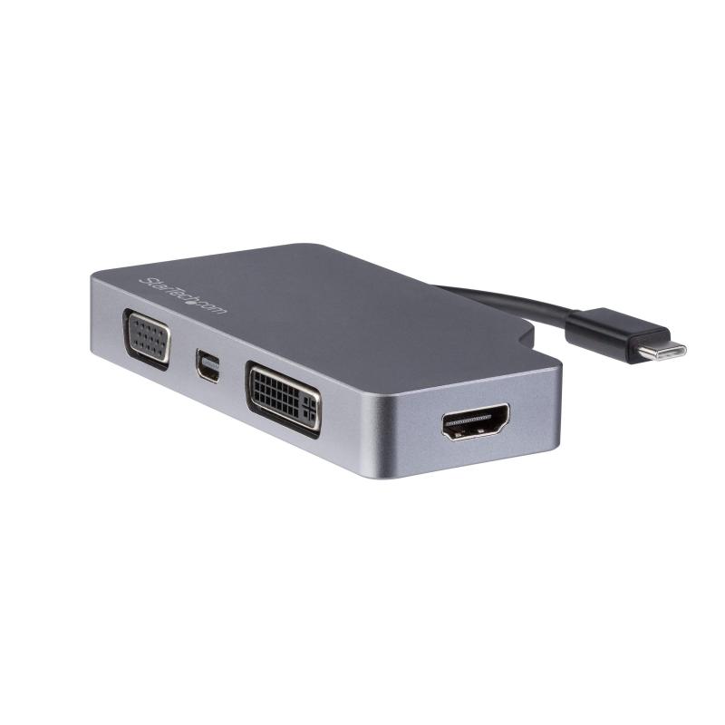StarTech.com 4 in 1 USB Type-Cマルチアダプタ アルミ筐体 USB-C - VGA/DVI/ 4K HDMI/mDP