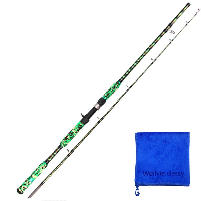 Wellvie classy 雷魚 ロッド 釣り竿 XH 7.6ft 2.28m 762XH ベイトロッド 超硬 2ピース 鯰ロッド ルアーロッド ビッグベイト ブラック/バス/タコ/ライギョ/ナマズ 初心者（迷彩柄）全長：7フィート6イン...