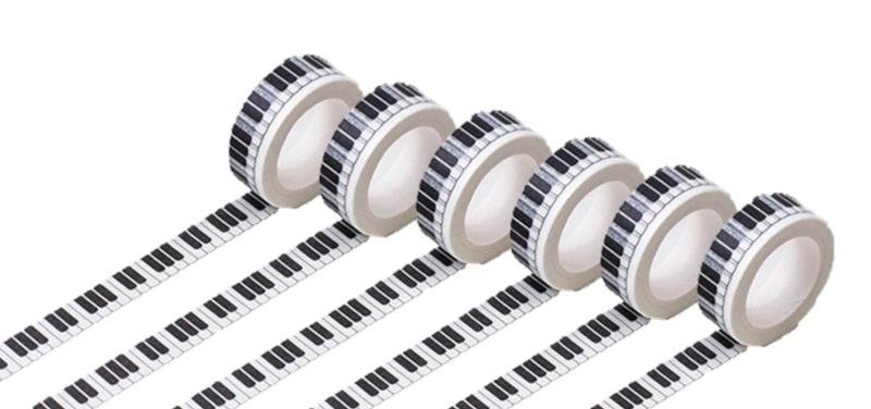 naissant かわいい ピアノ 鍵盤 の マスキングテープ 6個 セット 15mm 音楽 キーボード 好きな人へセット内容：かわいい鍵盤マスキングテープ 6個セットサイズ： 幅15mm 長さ 約8m音楽好きな方バンドをされてる方にワクワ...