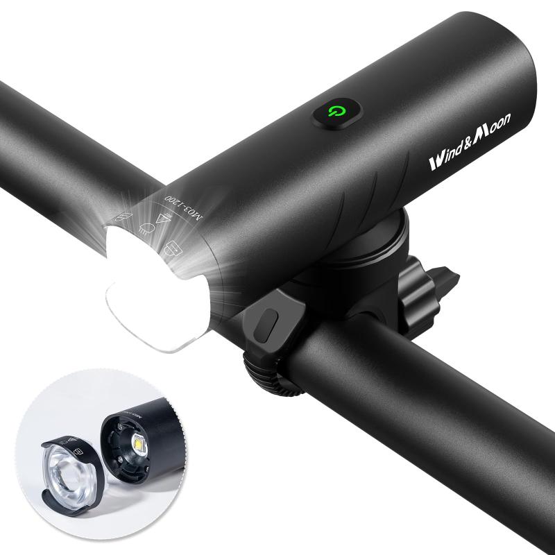 HLOMOM 自転車ライト ロードバイクライト USB充電式 フロントライト400/1200/1500ルーメン 自転車ヘッドライト 長時間持つ 5つ調光モード 高輝度 防水 防振 防眩機能 懐中電灯兼用 停電対応 地震