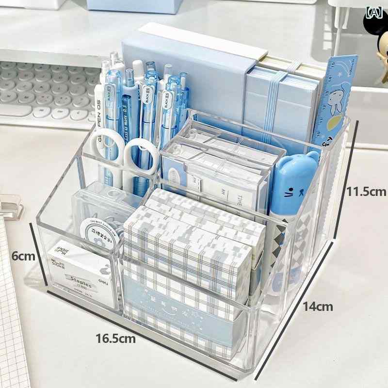 ・カテゴリ: 文具収納ボックス・主な素材: プラスチック・機能: 整理・スタイル: 軽奢・柄: 格子・容量: 1L・サイズ: 大・カラー展開: 透明、透灰・重量: 約400g・適用対象: 文具、リモコン、化粧品、おもちゃ