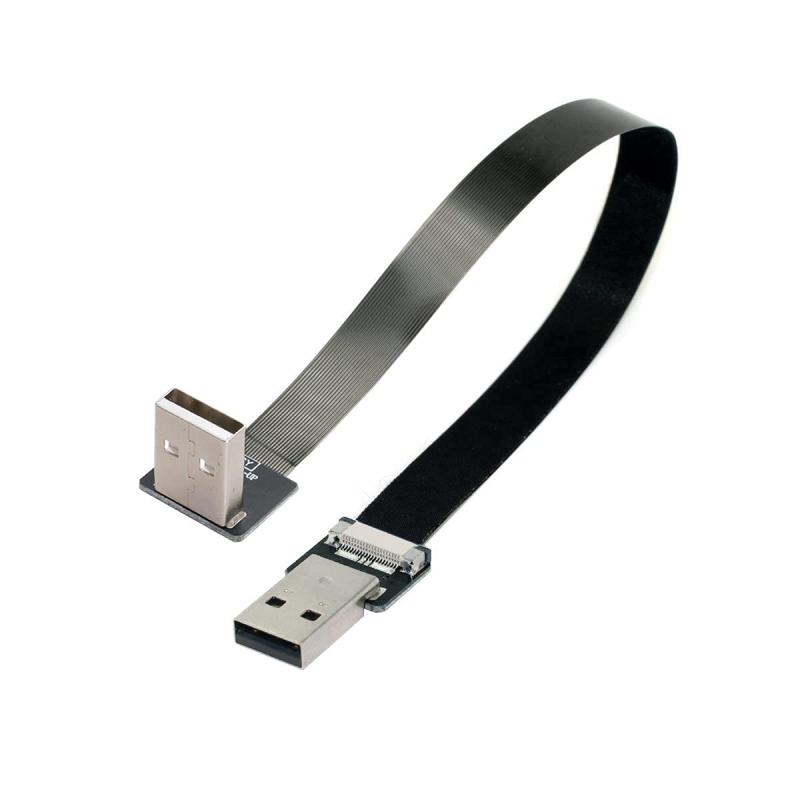 Cablecc USB 2.0 Up Type-AオスからType-AオスデータフラットスリムFPCケーブルダウンアングル90度FPV＆ディスク＆スキャナー＆プリンター200CM用