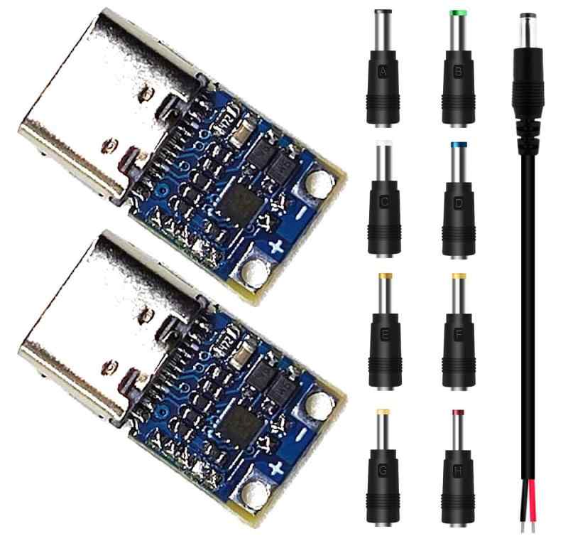 Youmile 2 個 20V 5A USB-C PD2.0 PD3.0 から DC デコイ モジュール 高速充電 Type-C メス入力電源トリガー モジュール 5A DC 電源オス ピグテール ワイヤ、8 個のコネクタ✅最大5Aをサポー...