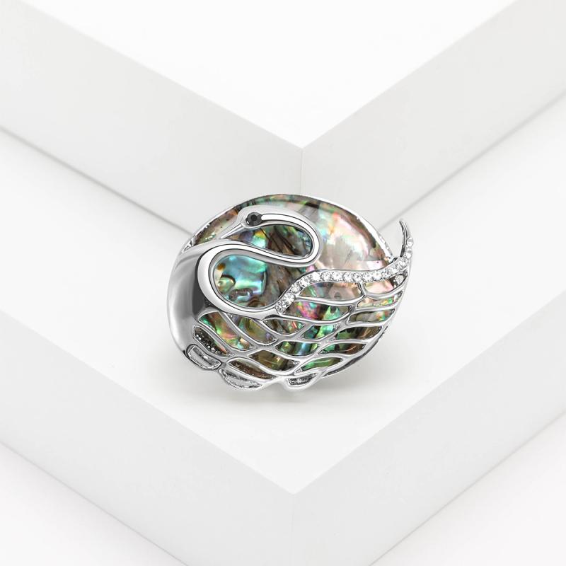 ・種類: ブローチ・素材: 合金・対象: 女性・スタイル: 欧米風・スタイル分類: ファッション通勤・形状: 動物・モチーフ: スワン・加工: 滴油・カラー: 銀色・機能: 装飾