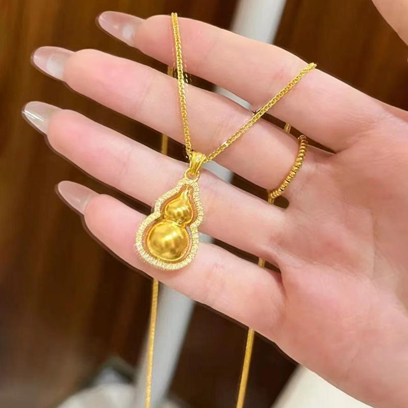 ・素材: 銅・処理プロセス: 宝石埋め込み・: ひょうたん・チェーンの種類: ショパンチェーン・チェーンの長さ: 41cm〜50cm・カラー: ショパンチェーン+小サイズ（2.3*2.6）ひょうたんペンダント、ショパンチェーン+大サイズ（2...