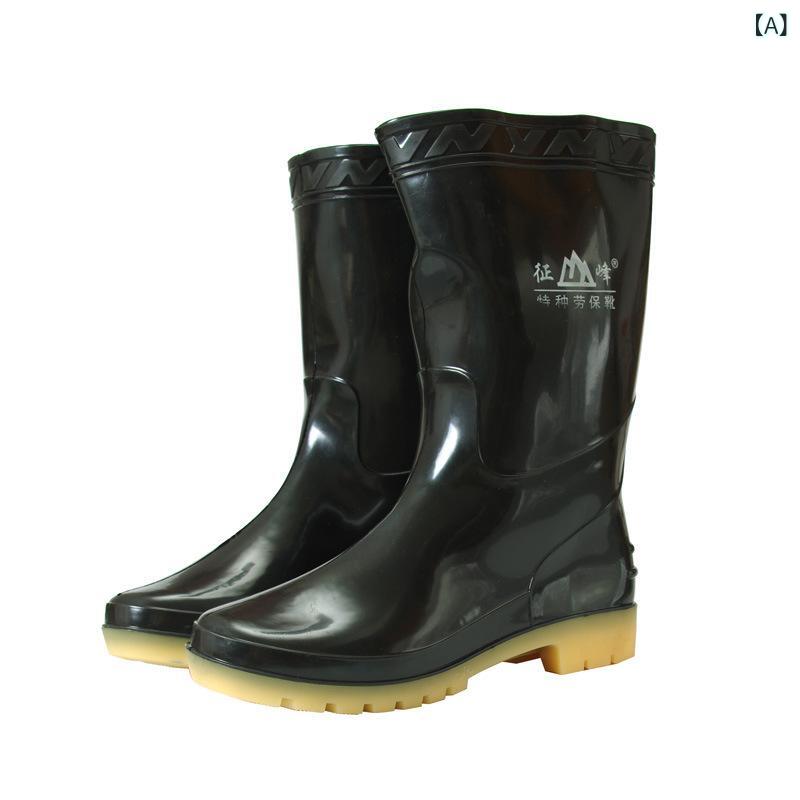 雨靴 メンズ 男性用 ワークブーツ 作業用 長靴 中筒 耐摩耗 滑り止め 防水 撥水 ブラック・商品カテゴリ: 雨靴・対象年齢: 成人・靴の表面素材: プラスチック・靴底素材: 牛筋底・対象性別: 男性・筒丈: ミドル丈・流行の要素: 無地...
