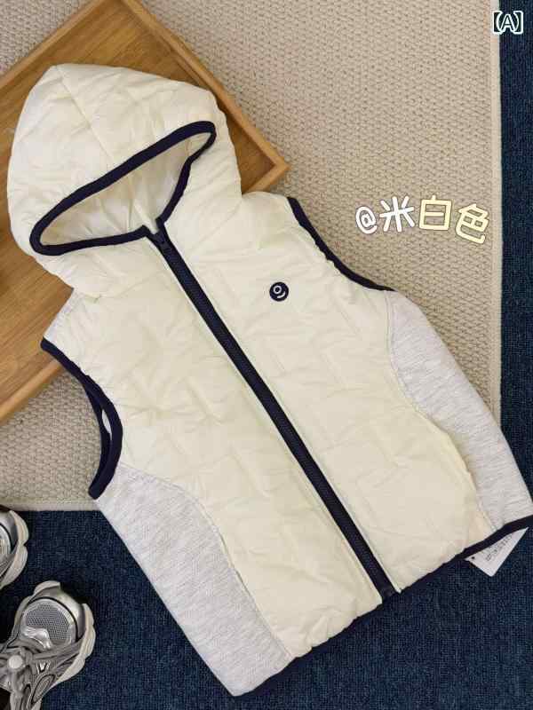 子供服 ベスト 秋冬 男女兼用 中綿入り フード付き アウター 切り替え あったか チョッキ 男の子 女の子 130cm 140cm 150cm 160cm 170cm 180cm