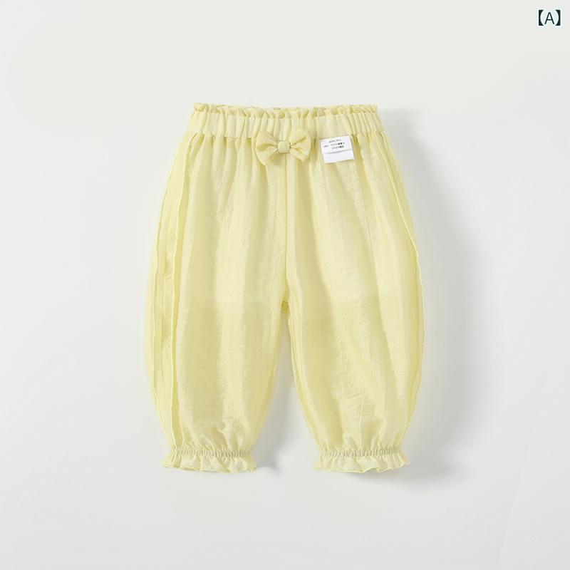 パンツ 女児 ベビー キッズ A類 天竺ニット 無地 かわいい フリル 裾ゴム 長ズボン 80 90 100 110 120 ピンク系 イエロー系 グリーンプレーンテキストで箇条書き形式に抽出し、中国語の項目を削除し、指定の形式で出力してく...