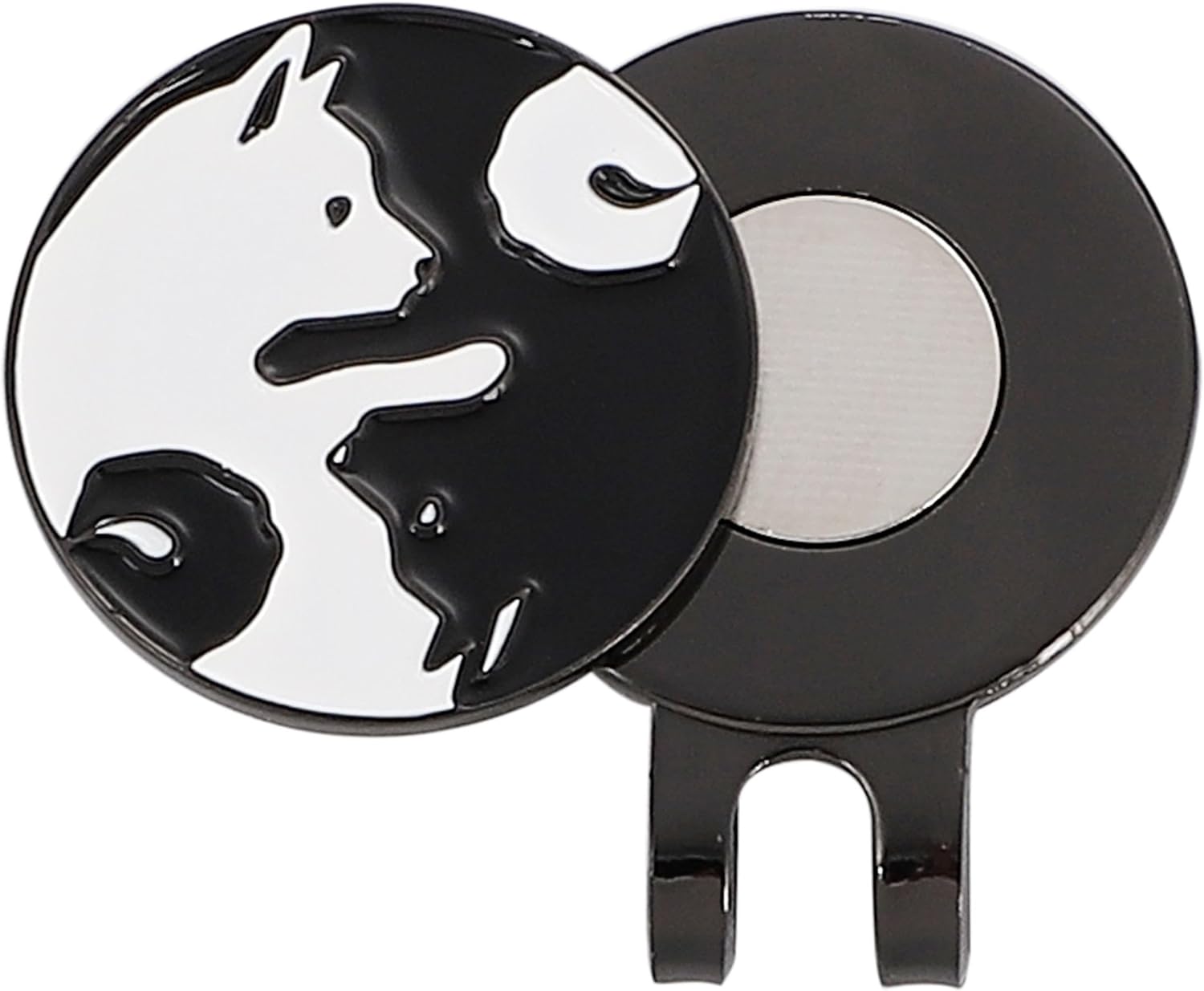 ゴルフマーカー マグネット クリップ付き 太極図 タオマーク 陰陽デザイン 金属製 ゴルフ用品 3D立体 磁石付き グリーンマーカー おしゃれ 運気アップ プレゼント E0060 【送料無料】太極図デザインのゴルフマーカー！マグネットクリッ...