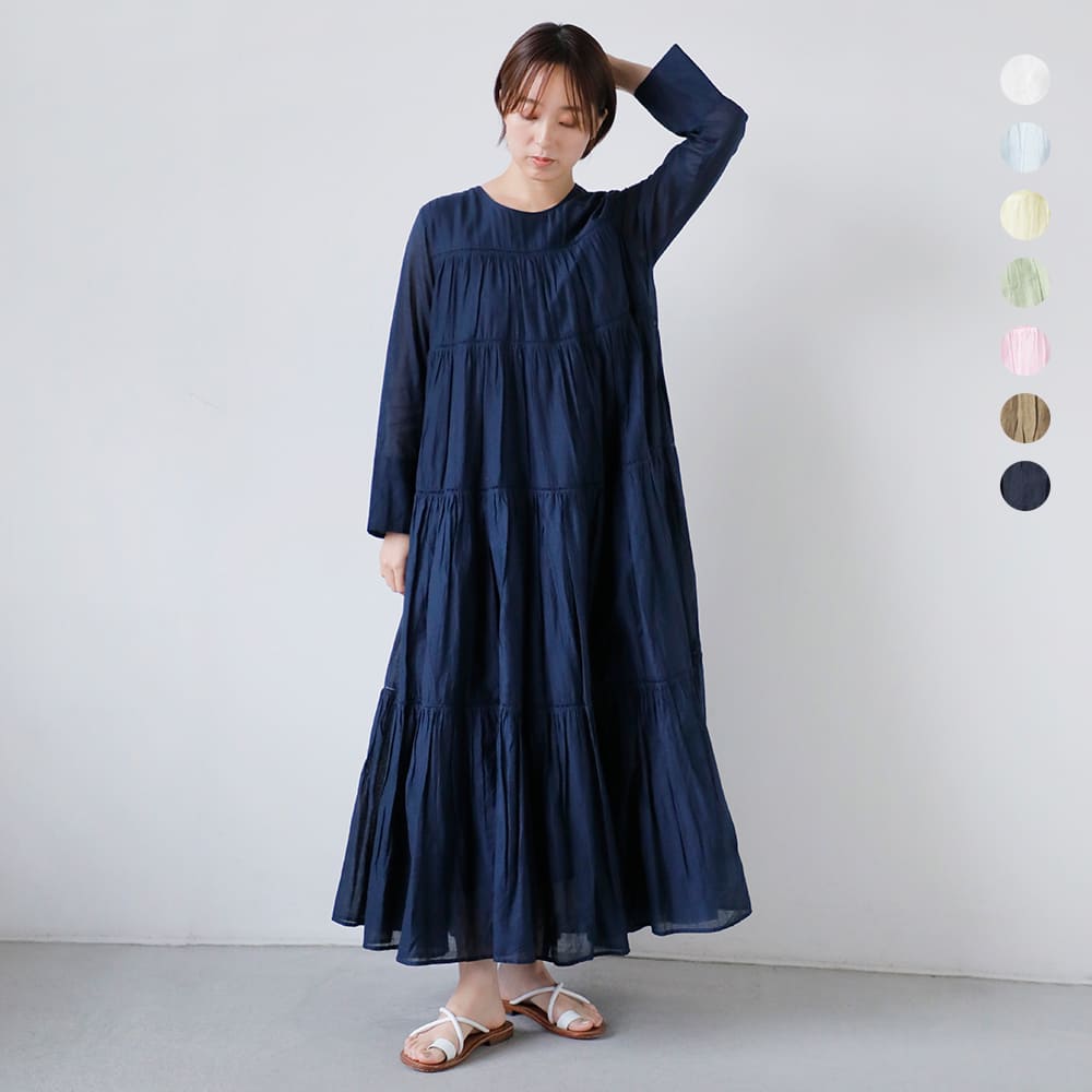 メーカー希望小売価格はメーカー商品タグに基づいて掲載していますふんわり広がる大人のティアードドレス ne Quittez pas(ヌキテパ)コットンボイルティアードマキシドレスCottonVoileTieredMaxiDress 01040...