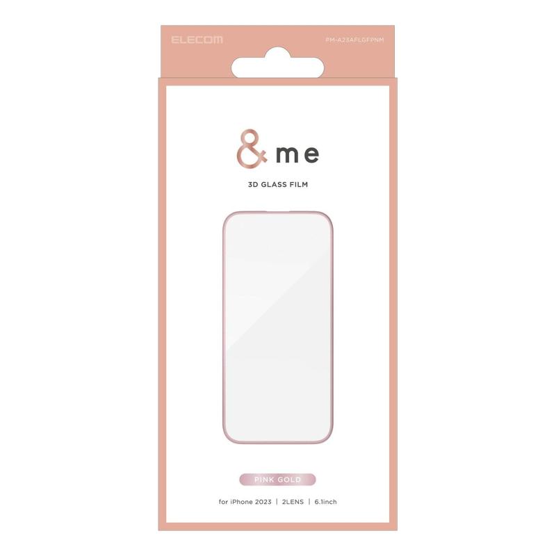 エレコム iPhone15 ガラスフィルム &amp;me 全面 カラーフレーム付き 角割れ防止 365日交換付き 硬度10H ピンクゴールド PM-A23AFLGFPNMもっと、自分だけの「好き」を選びたい。そんな想いに応えるアクセサリー...