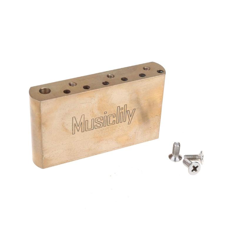 Musiclily Ultra ブラス 42mm MIMスタイル トレモロブロック 10.5mm弦ピッチ メキシコ製フェンダーストラト/中国製Squier Classic Vibe/Speical エレキギター用次のギターに適合します：MI...