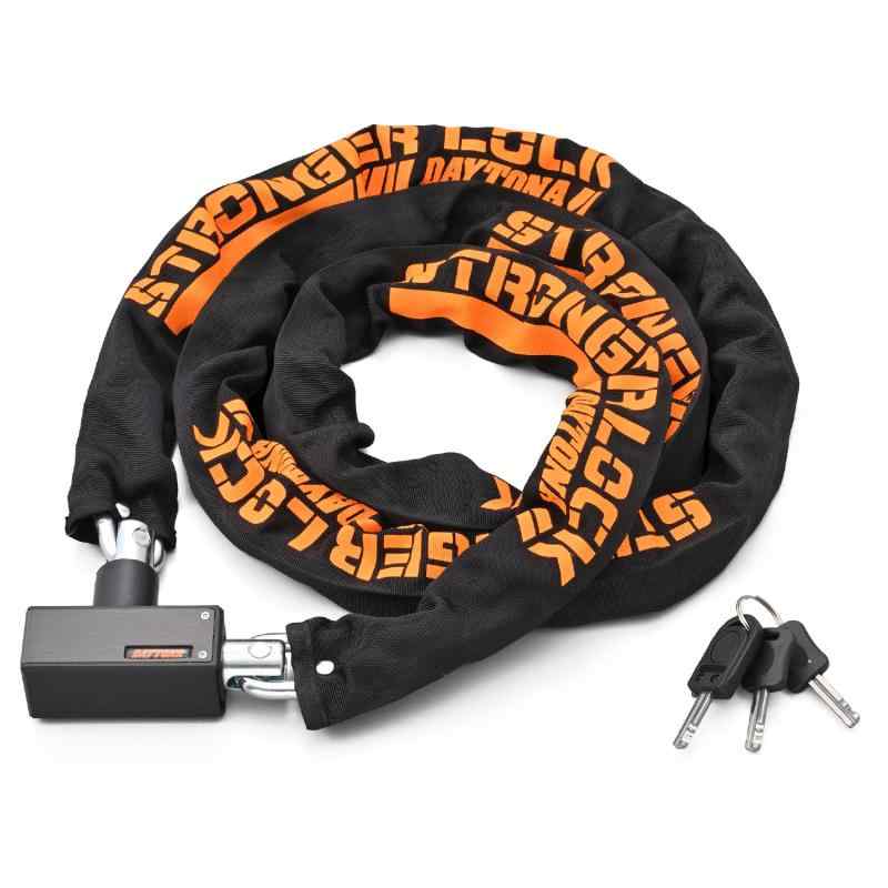 デイトナ(Daytona) バイク チェーンロック φ8mmスチール合金製 LEDライト付き鍵 ストロンガーチェーンロック 鍵タイプ 2.0m 48435施錠時にもたつかず使いやすい、30mm幅φ8mmの太いチェーンで盗難抑止熱処理されたス...
