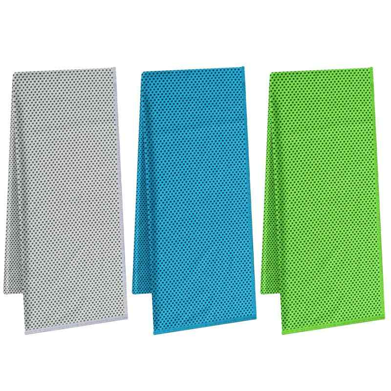 VACNITE クールタオル 速乾タオル 超吸水 軽量 速乾 熱中症対策 100×30cm 1枚 14種類選択可能【素材 サイズ】100%冷感繊維材質 100*30cm タオル3枚セット グレー・ブルー・グリーン ポリ袋1枚(防水袋ではなく...