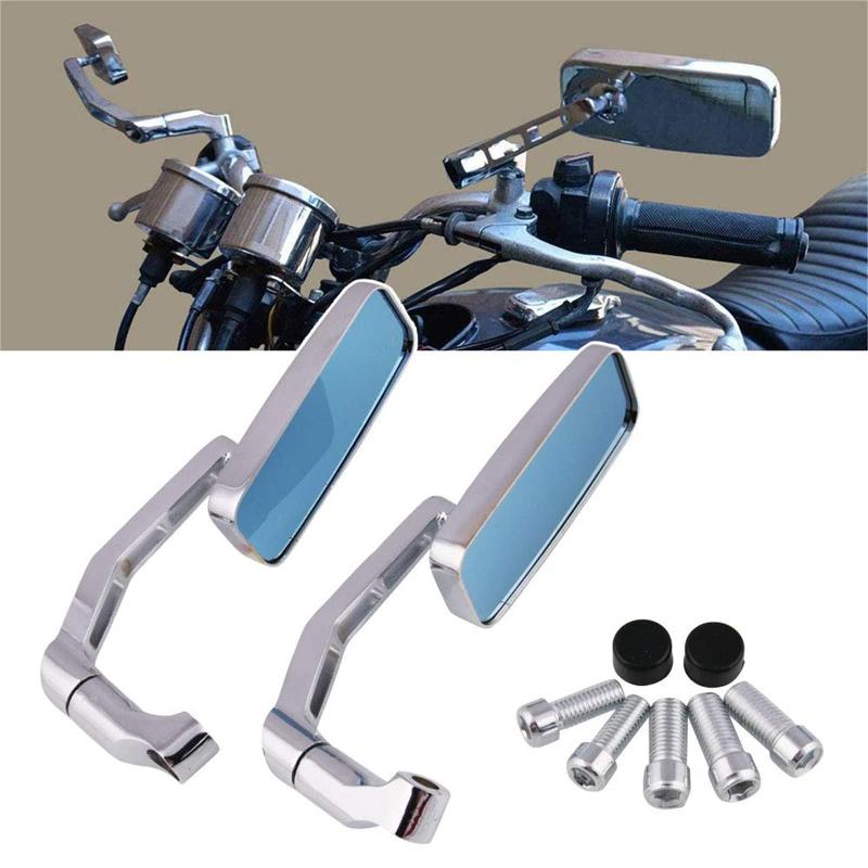 Sporacingrts Convex Motorcycle Mirrors, 360° Adjustable Side Mirrors, Blue Mirrored Surface, Left &amp; Right Set with H...