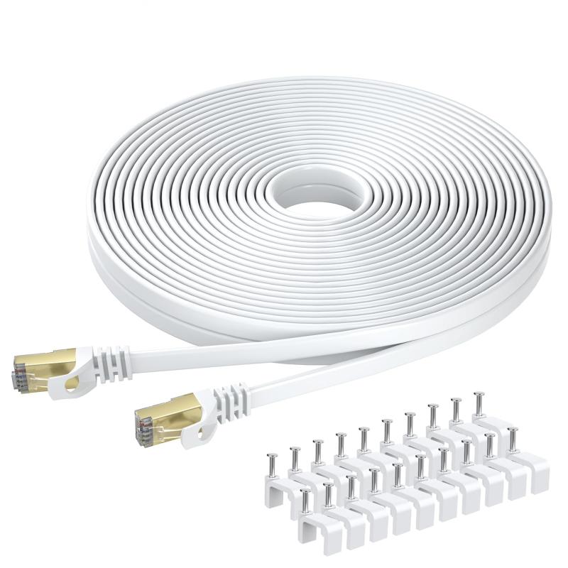 BUSOHE LANケーブル 8M フラットケーブル 40Gbps 2000MHz RJ45 コネクタ付き ギガビット 高速 イーサネットケーブル 金メッキ 爪折れ防止 カテゴリー8 家庭用 業務用 アクセスポイント等に適用います高速伝送:...