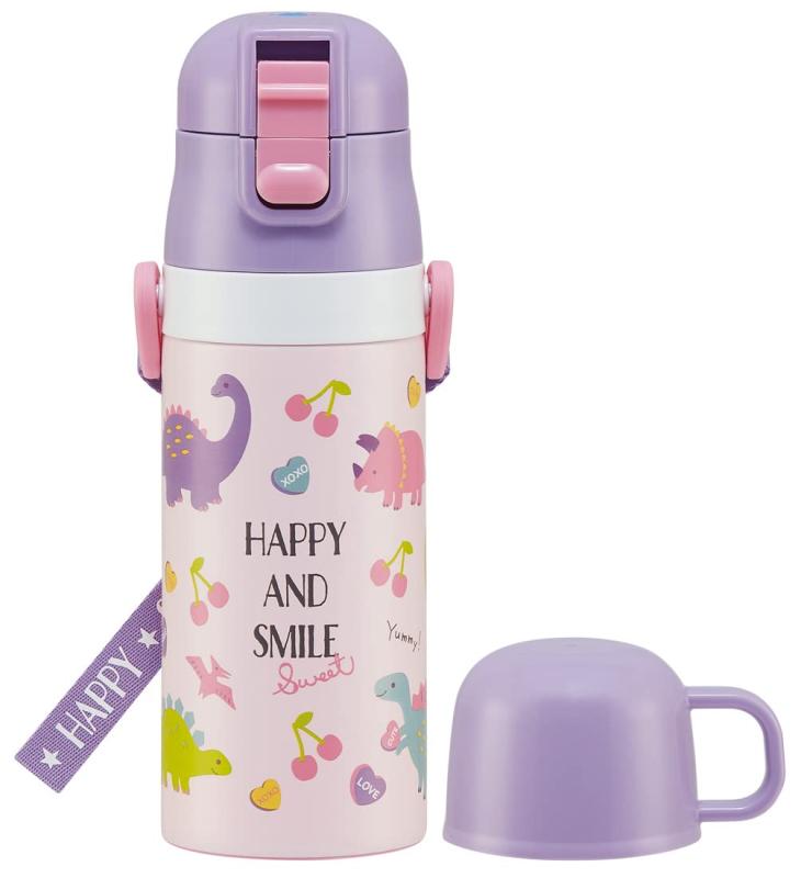 スケーター(Skater) 水筒 子供用 2WAY 直飲み 420ml コップ飲み 350ml ハッピー＆スマイル 女の子 小容量 ステンレス 保温保冷 軽量 waterbottle スポーツボトル キッズ こども 水瓶 SKDC3-Aサイ...