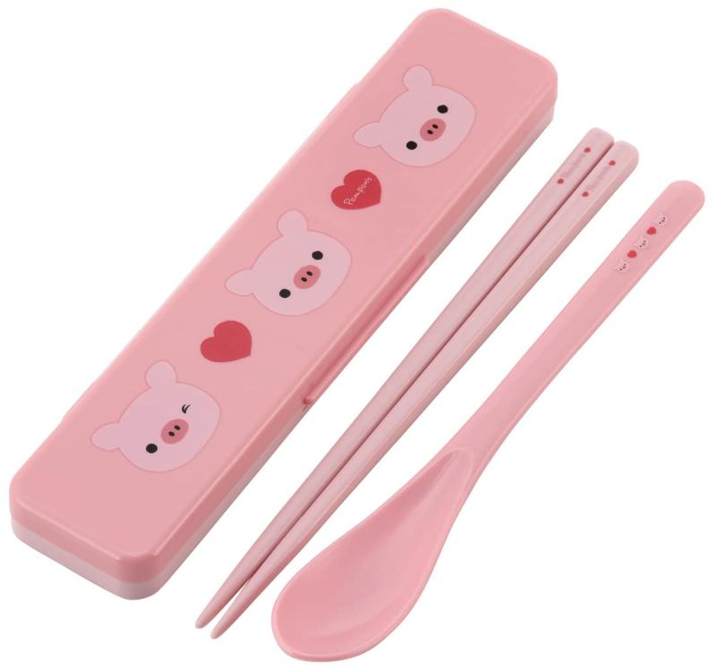 スケーター(Skater) コンビセット 箸 スプーン セット Pompon's ブタ 18cm 抗菌 大人用 日本製 CCS3SAAG-Aサイズ:箸＝長さ18cm（大人用） スプーン＝全長18cm ケース＝幅18.8×奥行4.7×高さ1....
