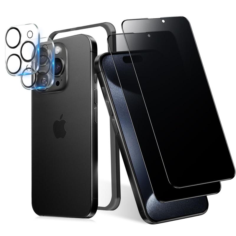 MINIKA 180度 覗き見防止フィルム iPhone 15Promax 用の ガラスフィルム 覗き見防止 いPhone 15プロマックス 保護フィルム のぞき見防止 アイフォン15Promax フィルム 覗き見 プライバシー保護 左右 ...