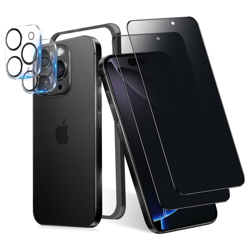 MINIKA 180度 覗き見防止フィルム iPhone 16Promax 用の ガラスフィルム 覗き見防止 いPhone 16プロマックス 保護フィルム のぞき見防止 アイフォン16Promax フィルム 覗き見 プライバシー保護 左右 ...